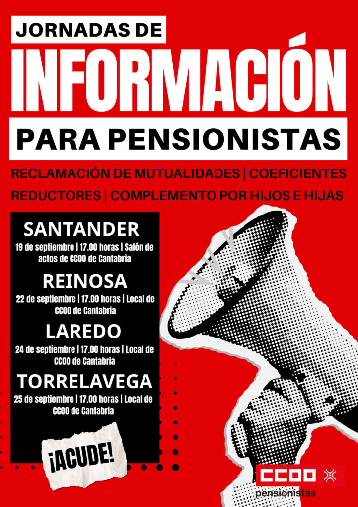 CCOO inicia una ronda de jornadas informativas para pensionistas en las que abordará aspectos ...